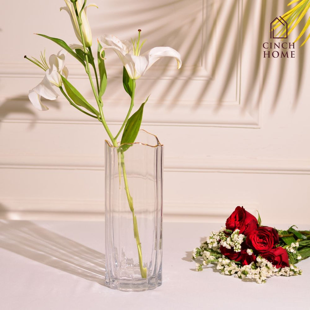Glass Vase with Gold Rim | Flower Vases by Cinch Home